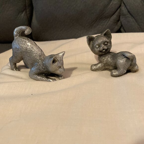 Unmarked-Made in China | Accents | Set Of 2 Pewter Cats Kittens ...